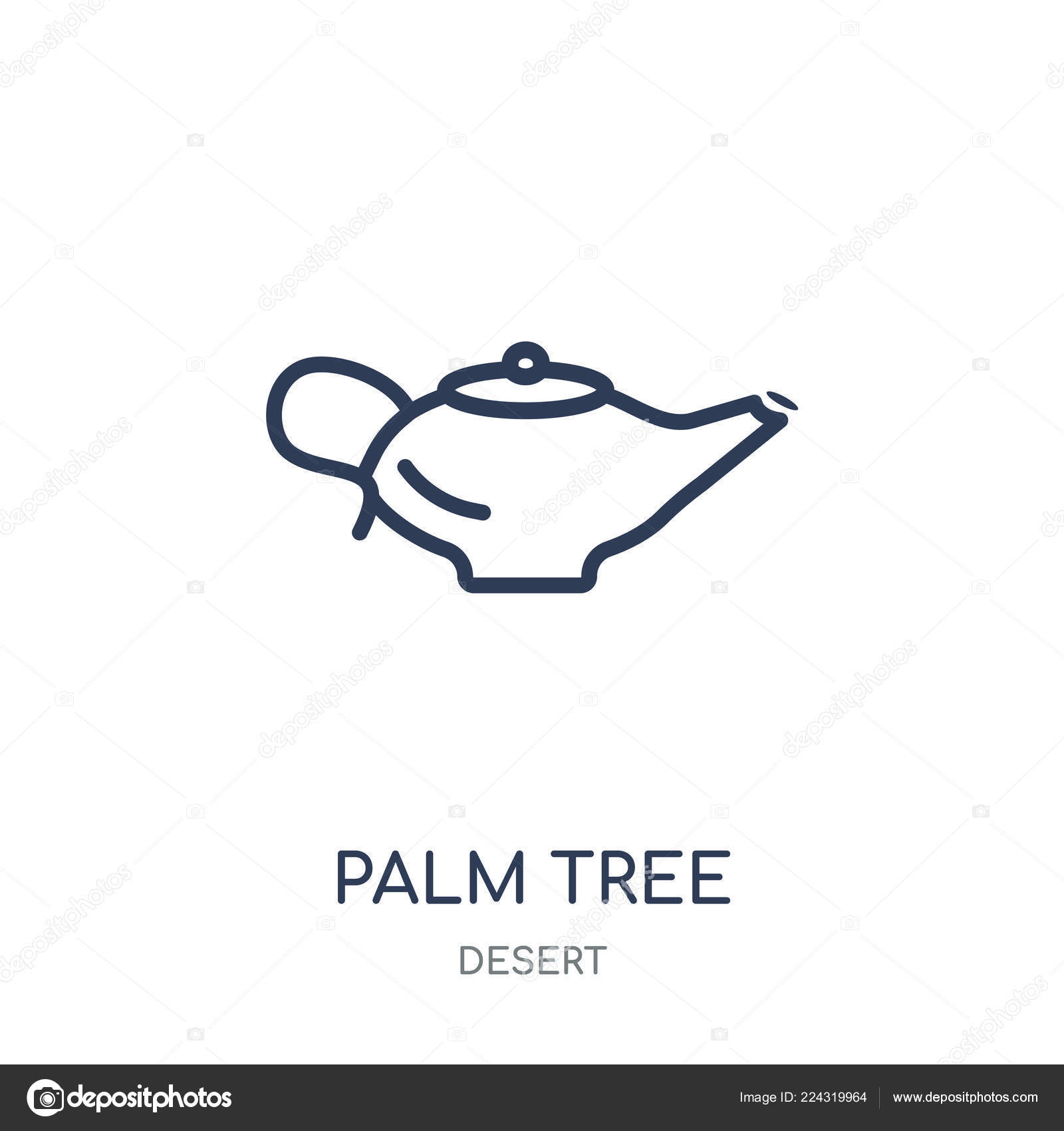 Icono Palmera Diseño Símbolo Lineal Palmera Colección Desert Esquema ...