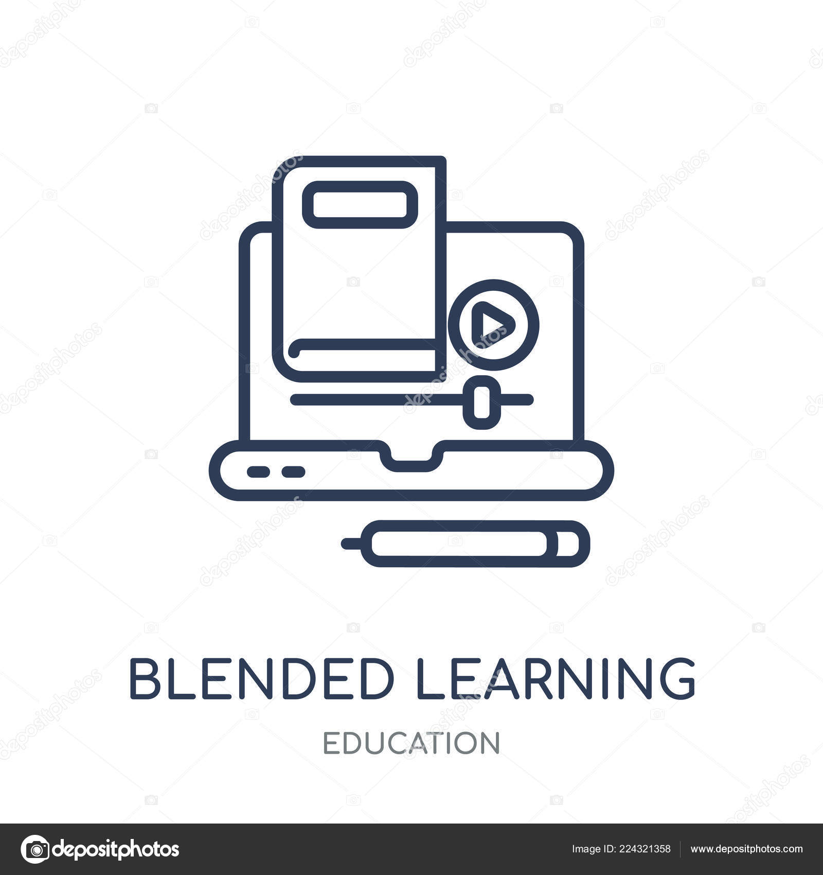 Blended Learning Icon Blended Learning Linear Symbol Design Education ...