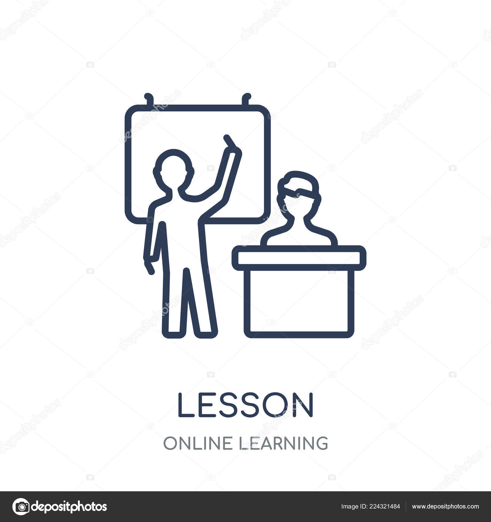 Ícone Lição Lição Design Símbolos Lineares Coleção Aprendizagem Online ...