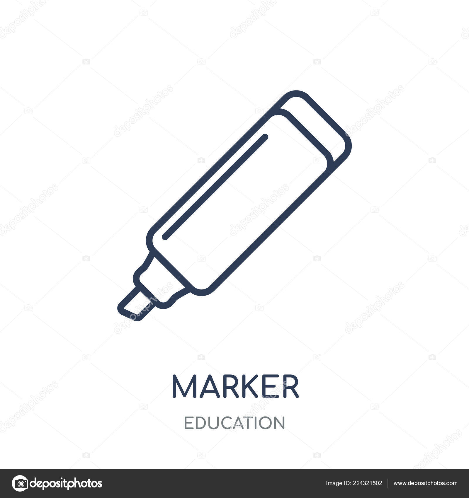 Marker Icon Marker Linear Symbol Design Education Collection Stock ...