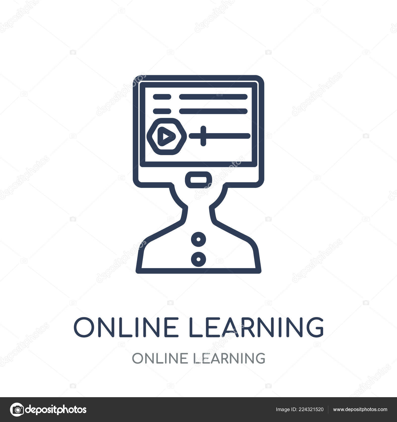 Icono Aprendizaje Línea Diseño Símbolo Lineal Aprendizaje Línea ...