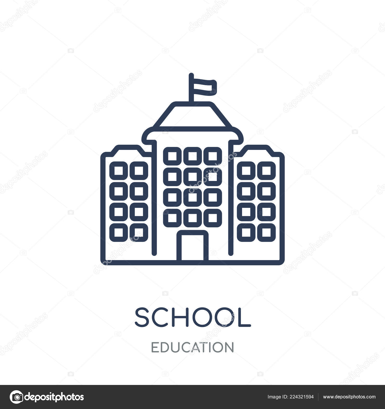 Icono Escolar Diseño Símbolo Lineal Escolar Colección Education Vector ...