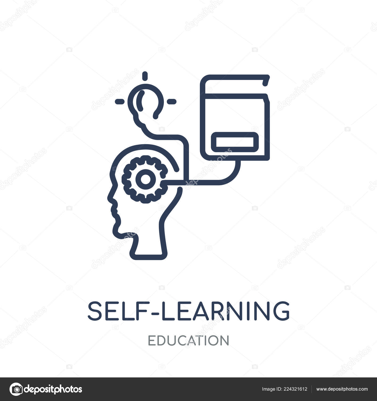 Icono Autoaprendizaje Diseño Símbolo Lineal Autodidacta Colección ...