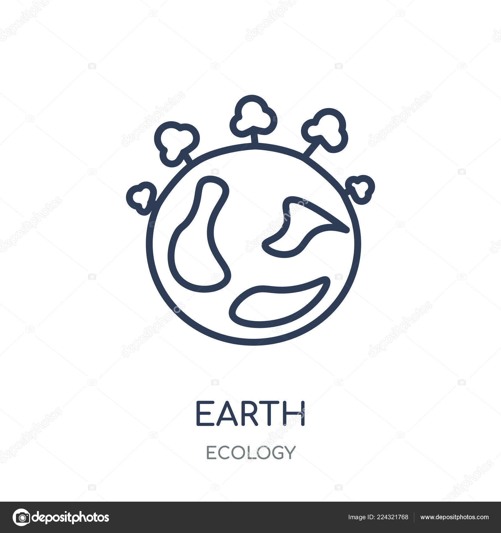 Green Earth Icon Green Earth Linear Symbol Design Ecology Collection ...