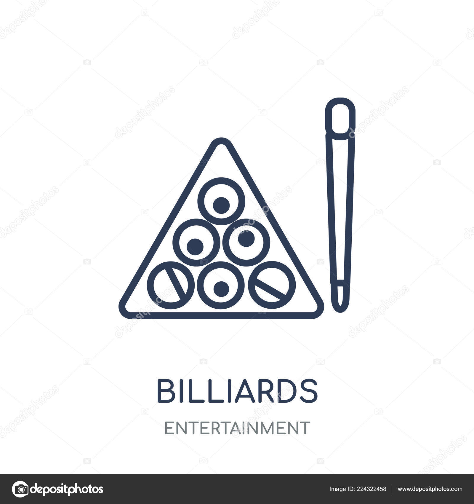 Billiards Icon Billiards Linear Symbol Design Entertainment Collection ...