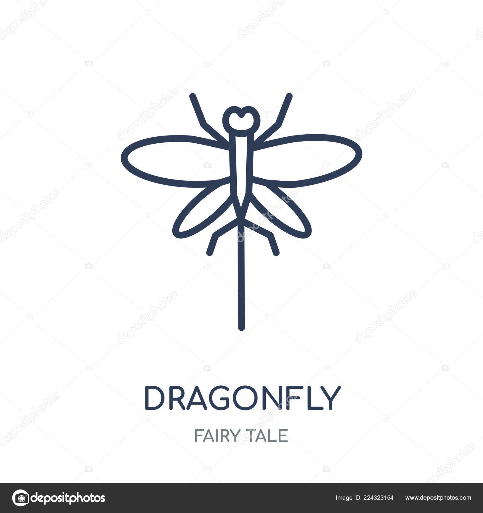 Dragonfly Icon Dragonfly Linear Symbol Design Fairy Tale Collection ...