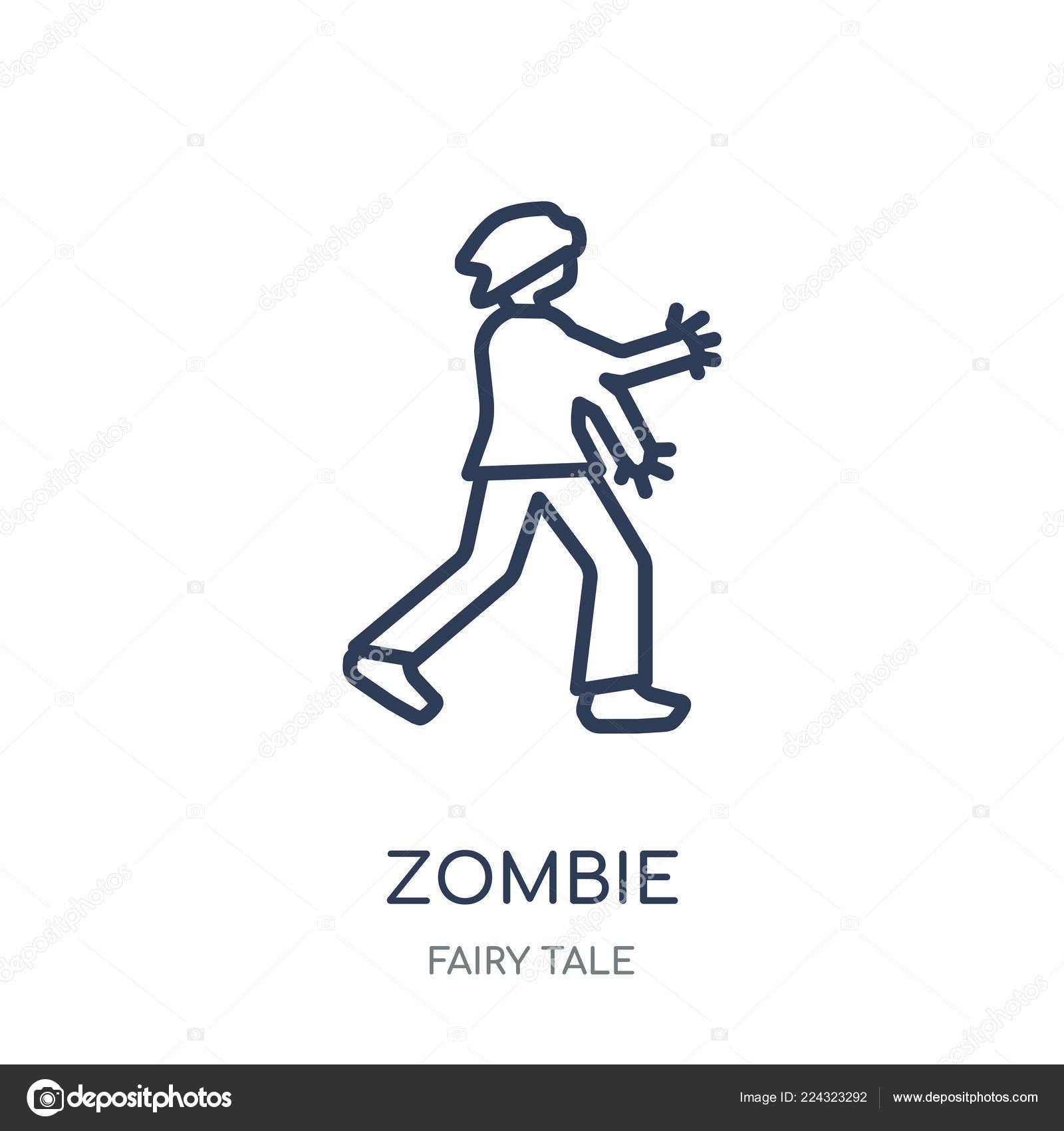 Zombie Icon Zombie Linear Symbol Design Fairy Tale Collection Simple ...