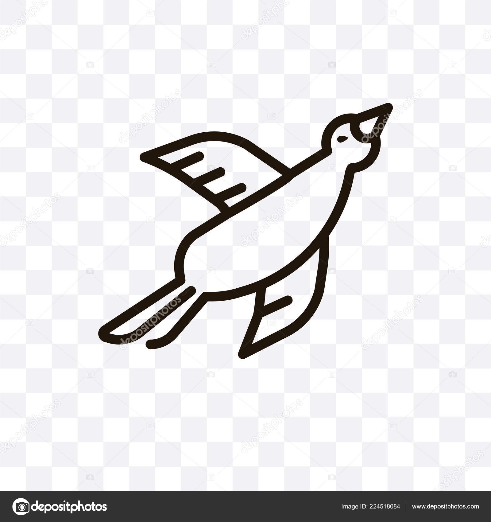 Bird Vector Linear Icon Isolated Transparent Background Bird ...