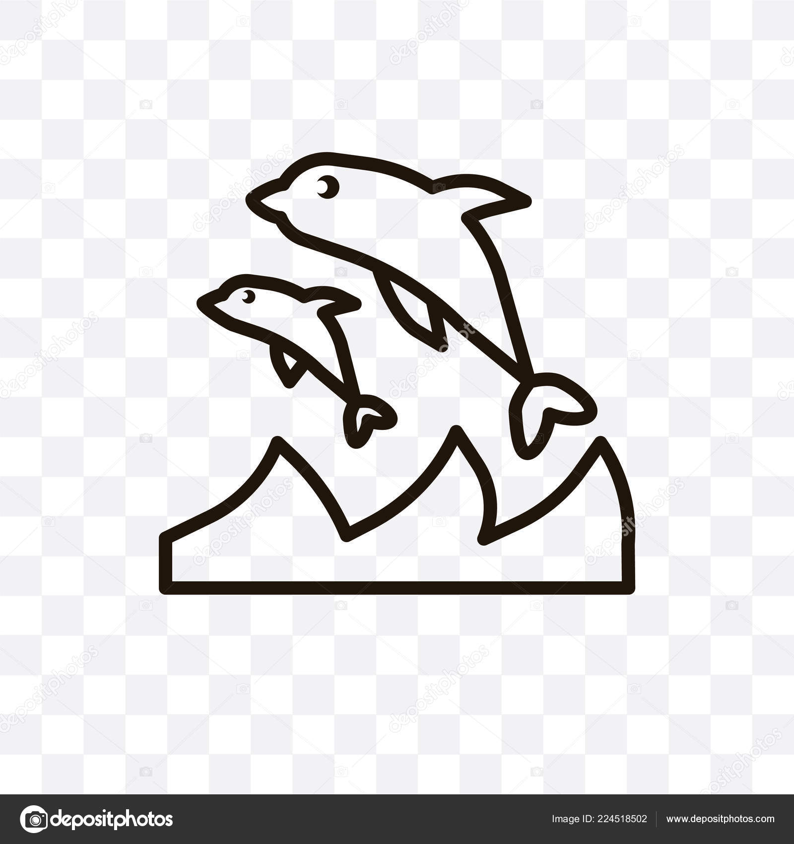 Dolphin Vector Linear Icon Isolated Transparent Background Dolphin ...