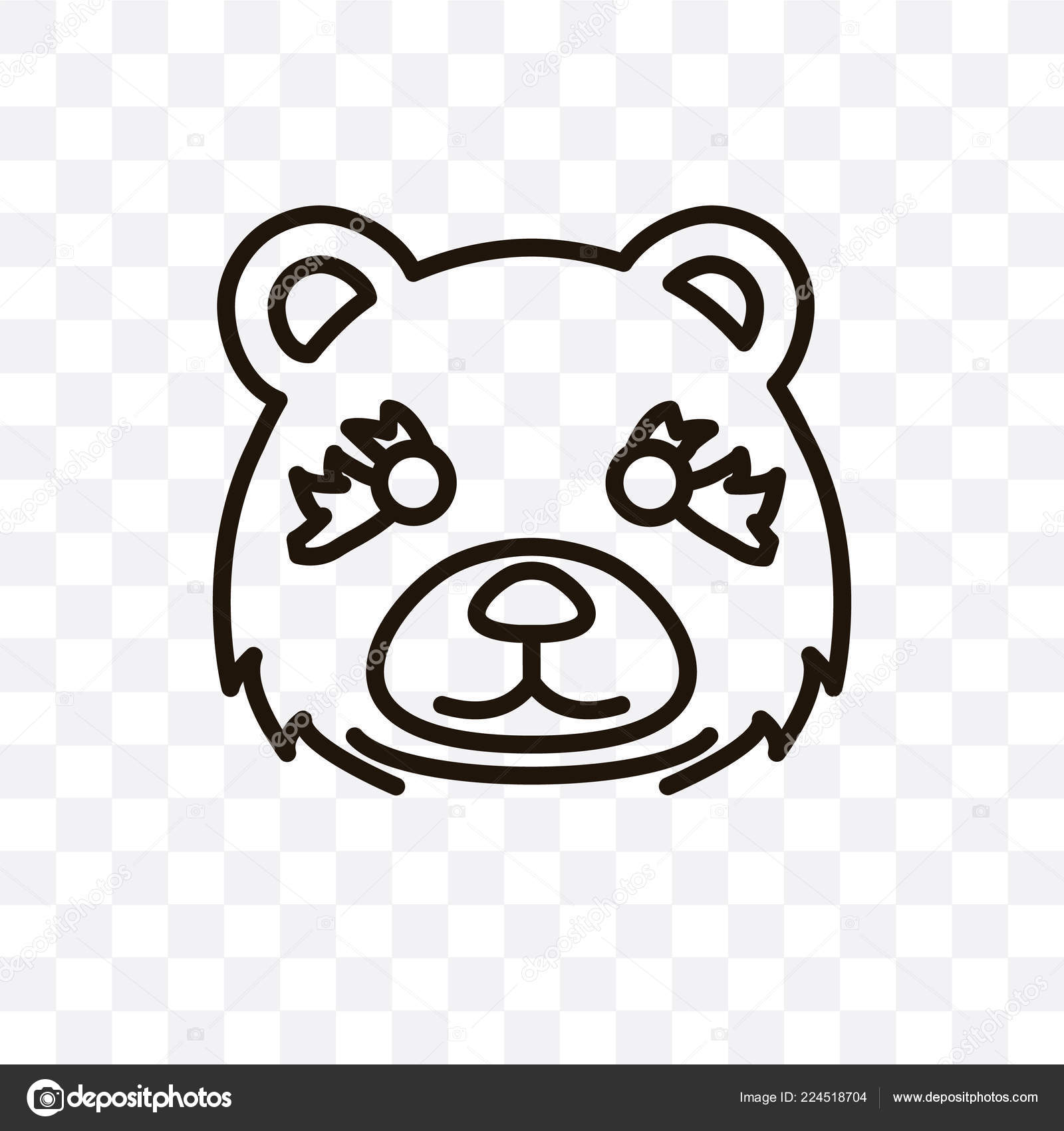 Panda Vector Linear Icon Isolated Transparent Background Panda ...