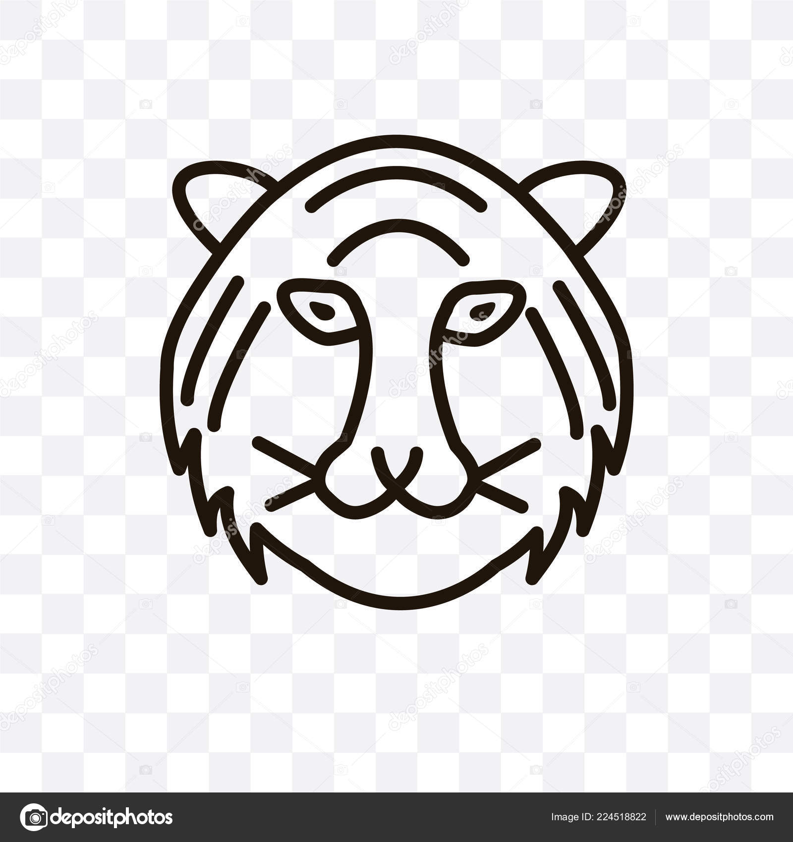 Tiger Vector Linear Icon Isolated Transparent Background Tiger ...