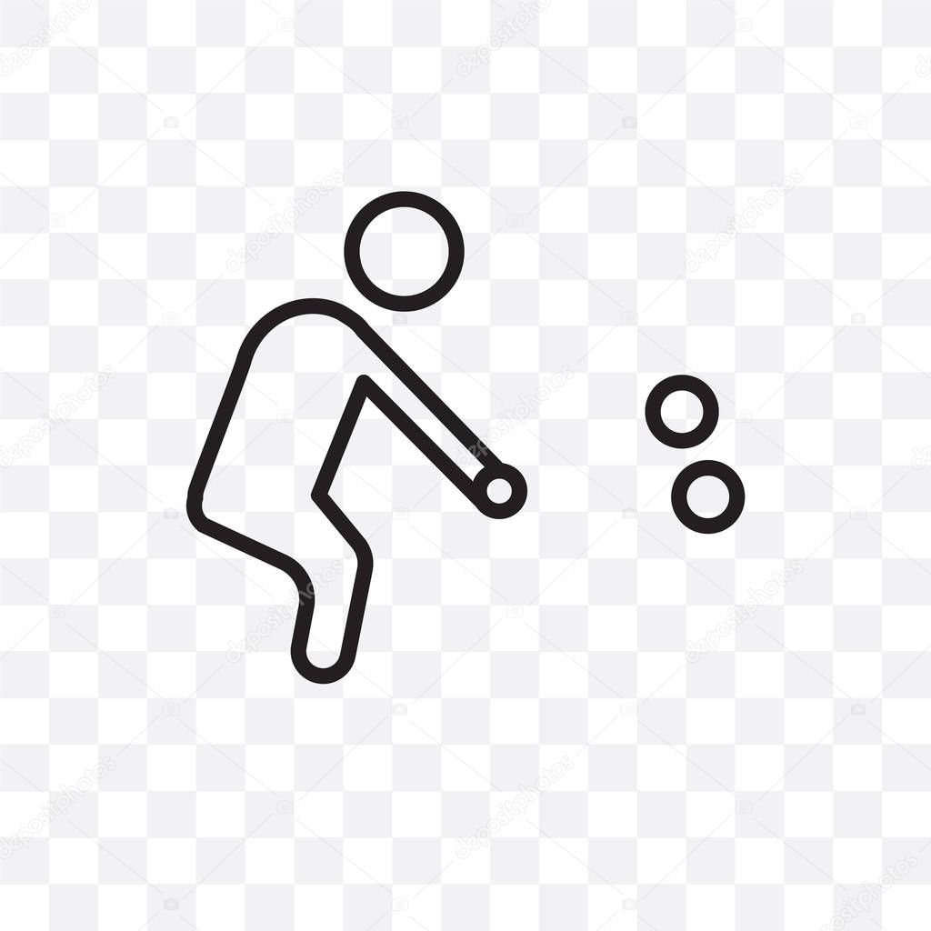 Petanque vector lineal icono aislado sobre fondo transparente, concepto de transparencia ...
