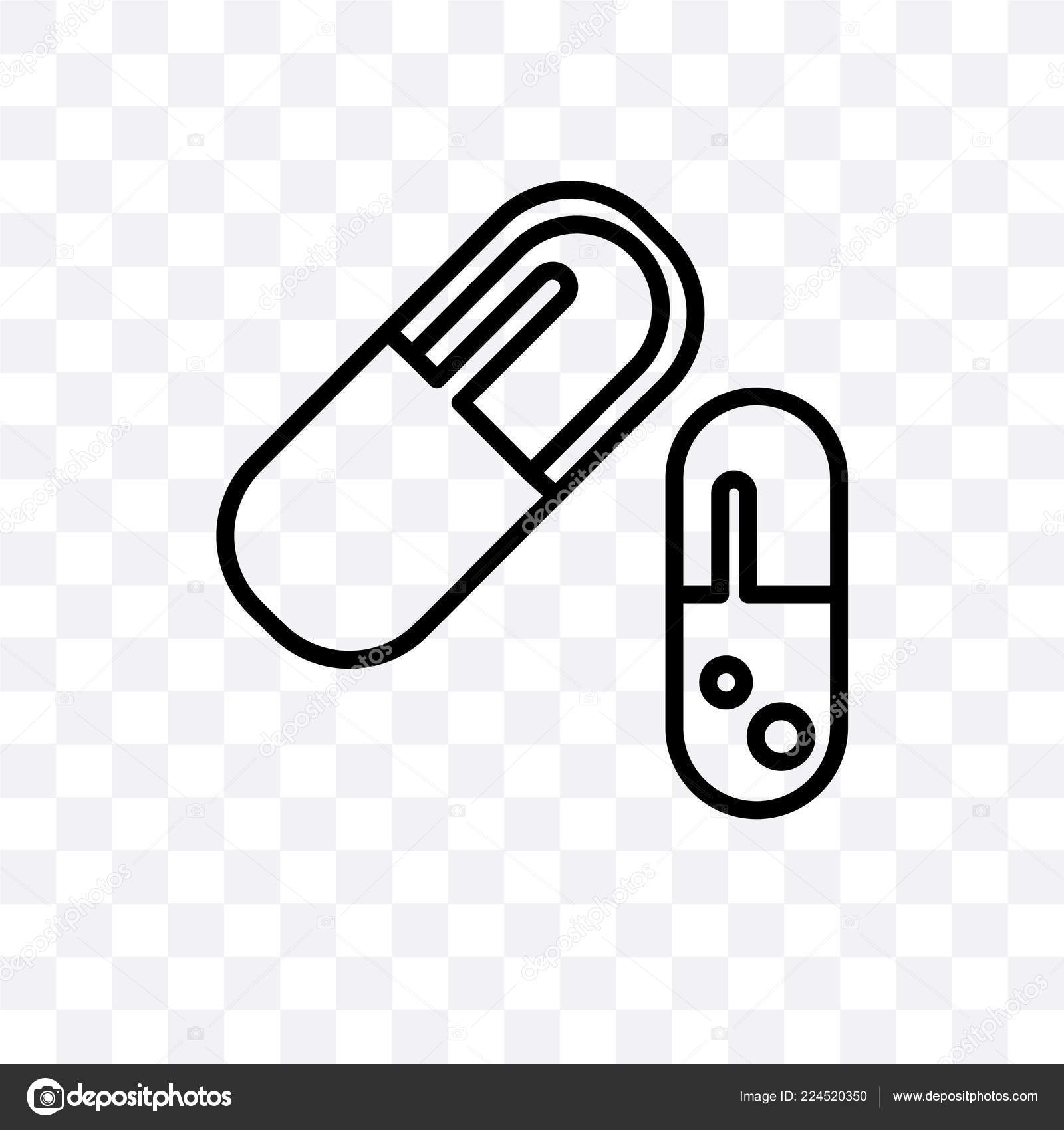 Capsule Black White Variant Vector Linear Icon Isolated Transparent ...