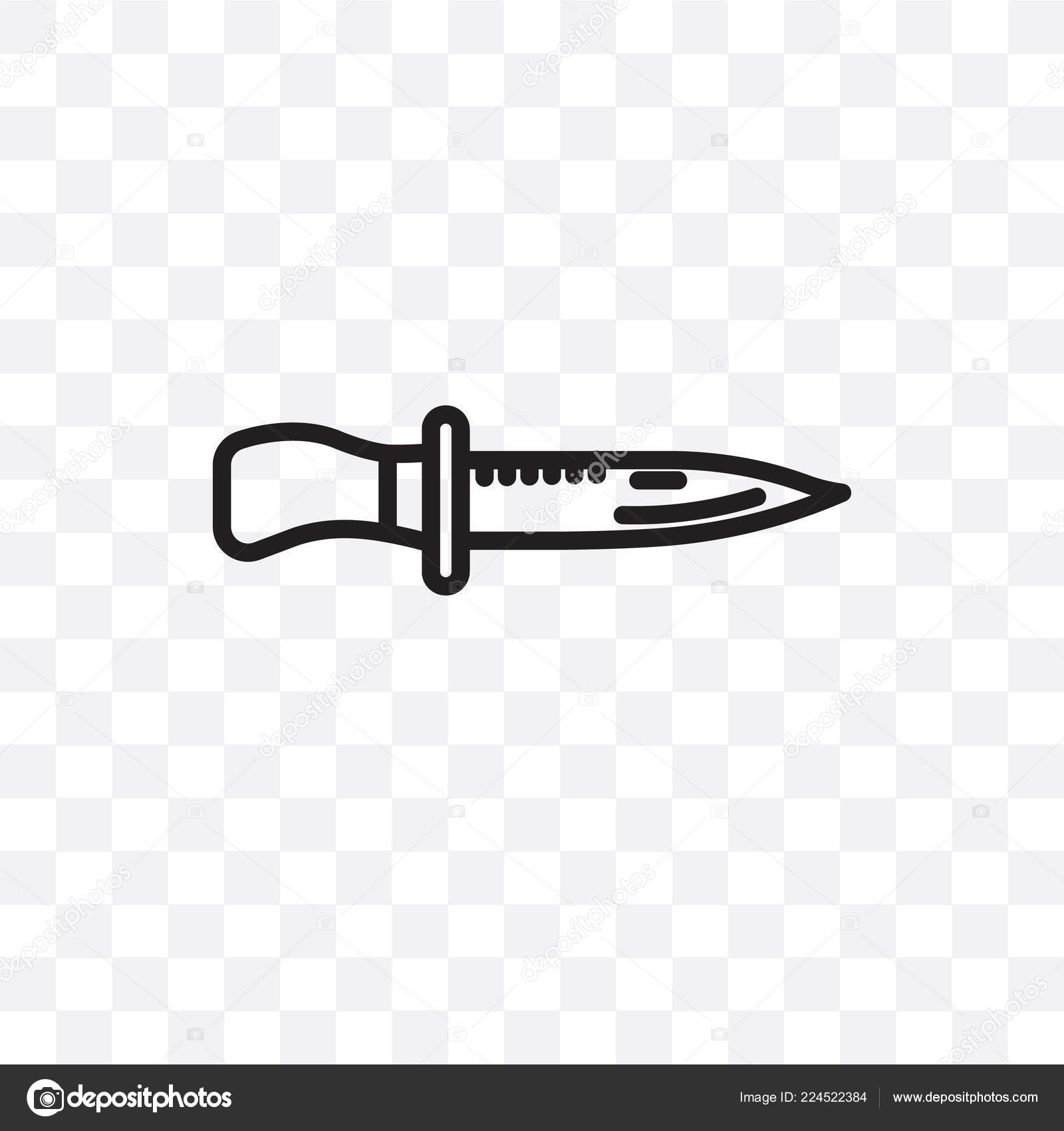 Combat Knife Vector Linear Icon Isolated Transparent Background Combat ...