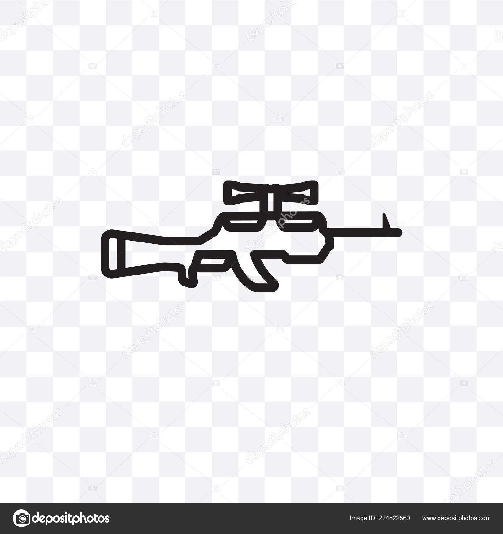 Sniper Rifle Vector Linear Icon Isolated Transparent Background Sniper ...