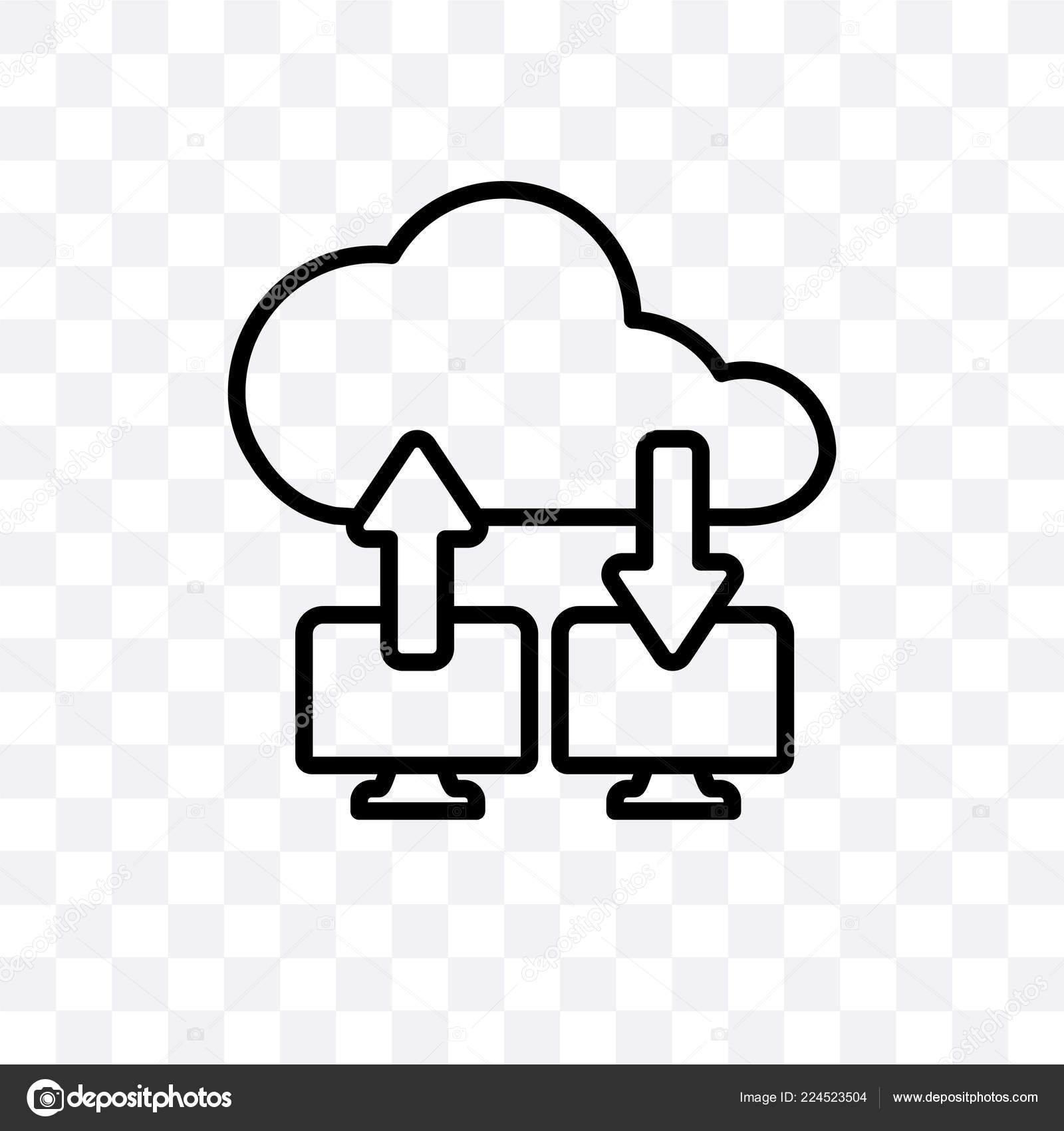 Cloud Computing Vector Linear Icon Isolated Transparent Background Cloud Computing Stock Vector ...