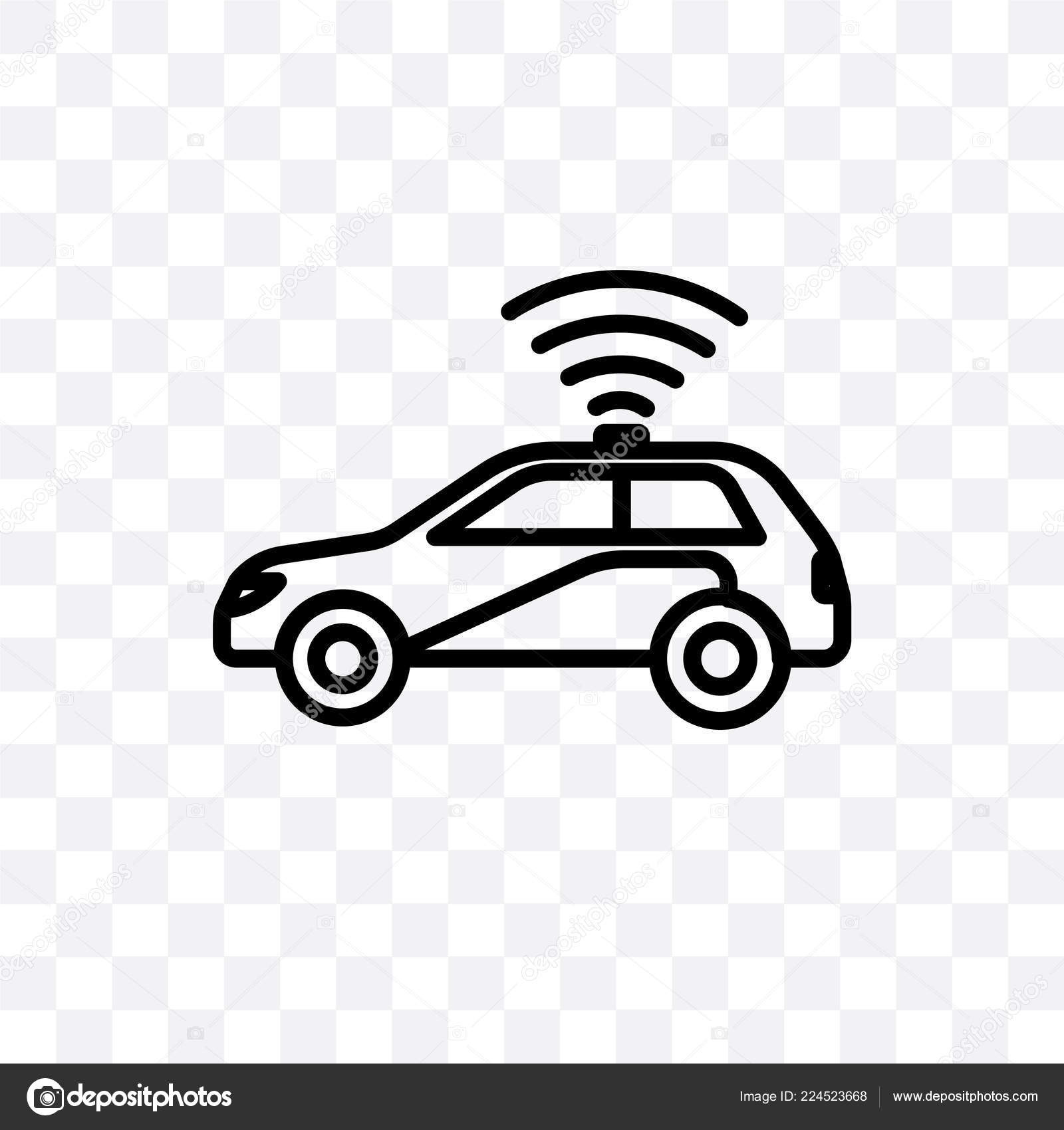 Autonomous Car Vector Linear Icon Isolated Transparent Background ...