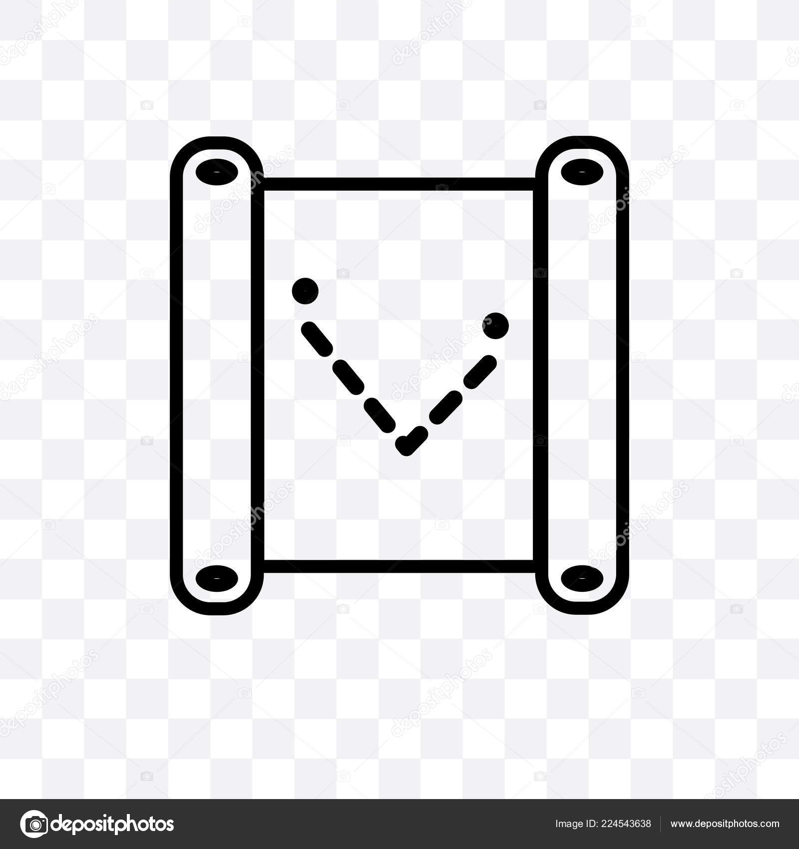 Rolled Map Vector Linear Icon Isolated Transparent Background Rolled ...