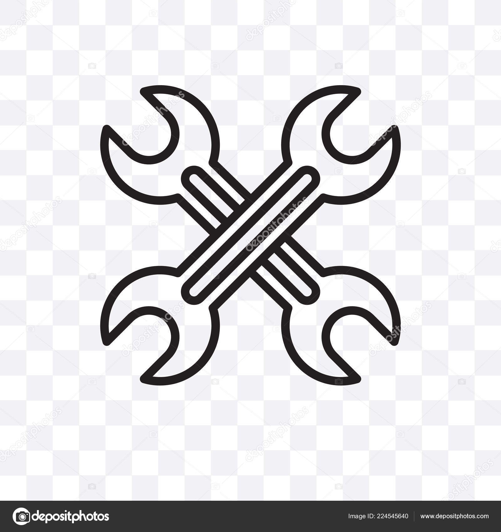 Wrench Vector Linear Icon Isolated Transparent Background Wrench ...