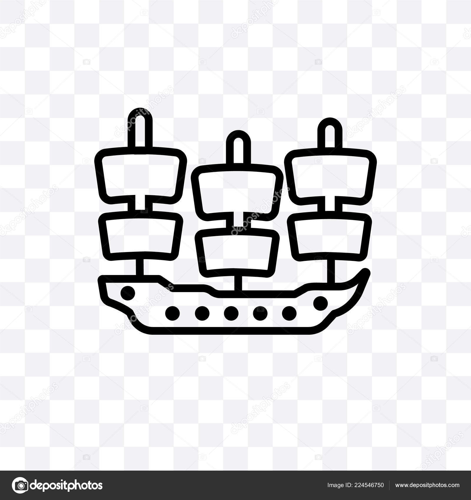 Old Galleon Vector Linear Icon Isolated Transparent Background Old ...