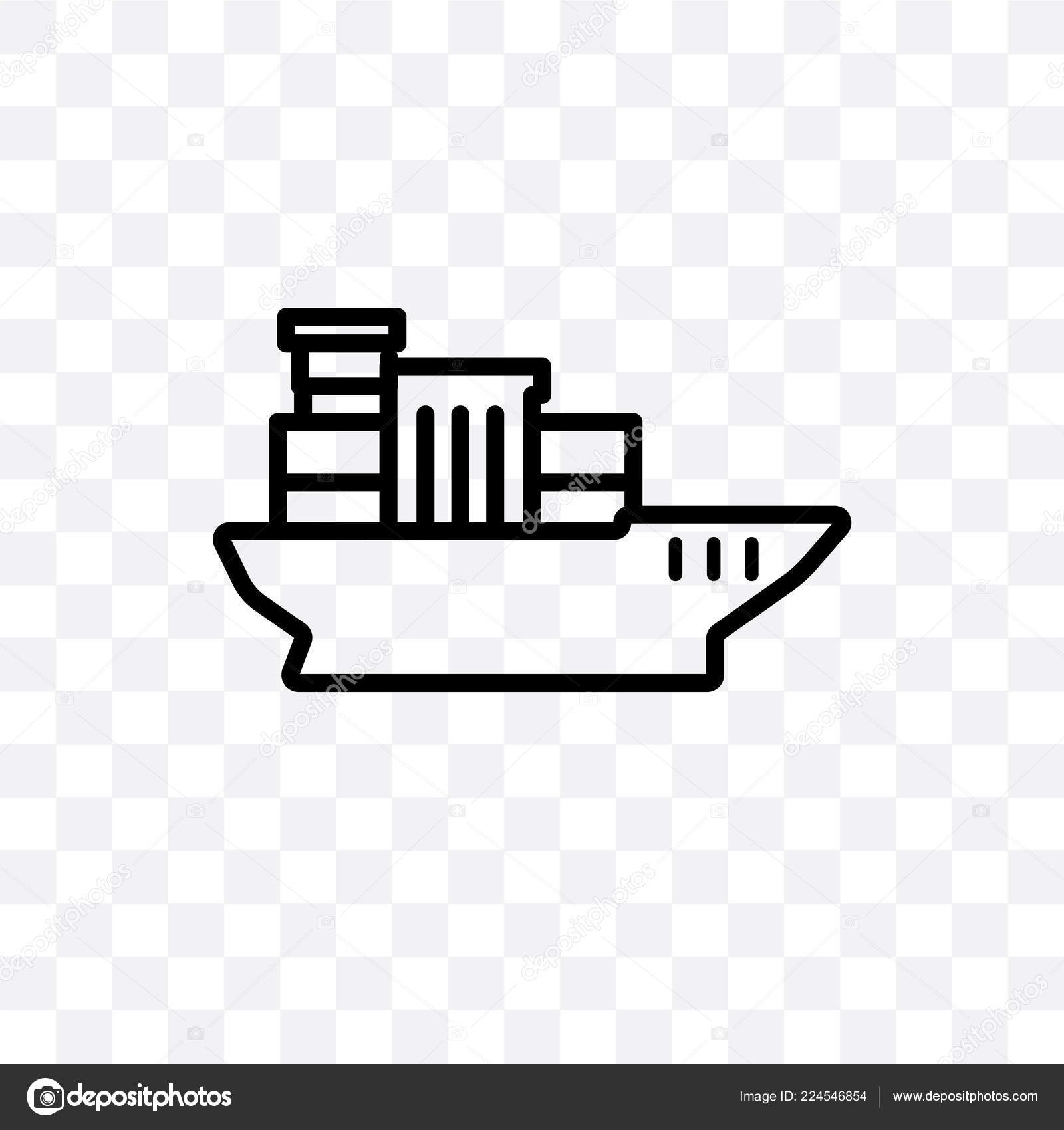 Sea Ship Containers Vector Linear Icon Isolated Transparent Background ...