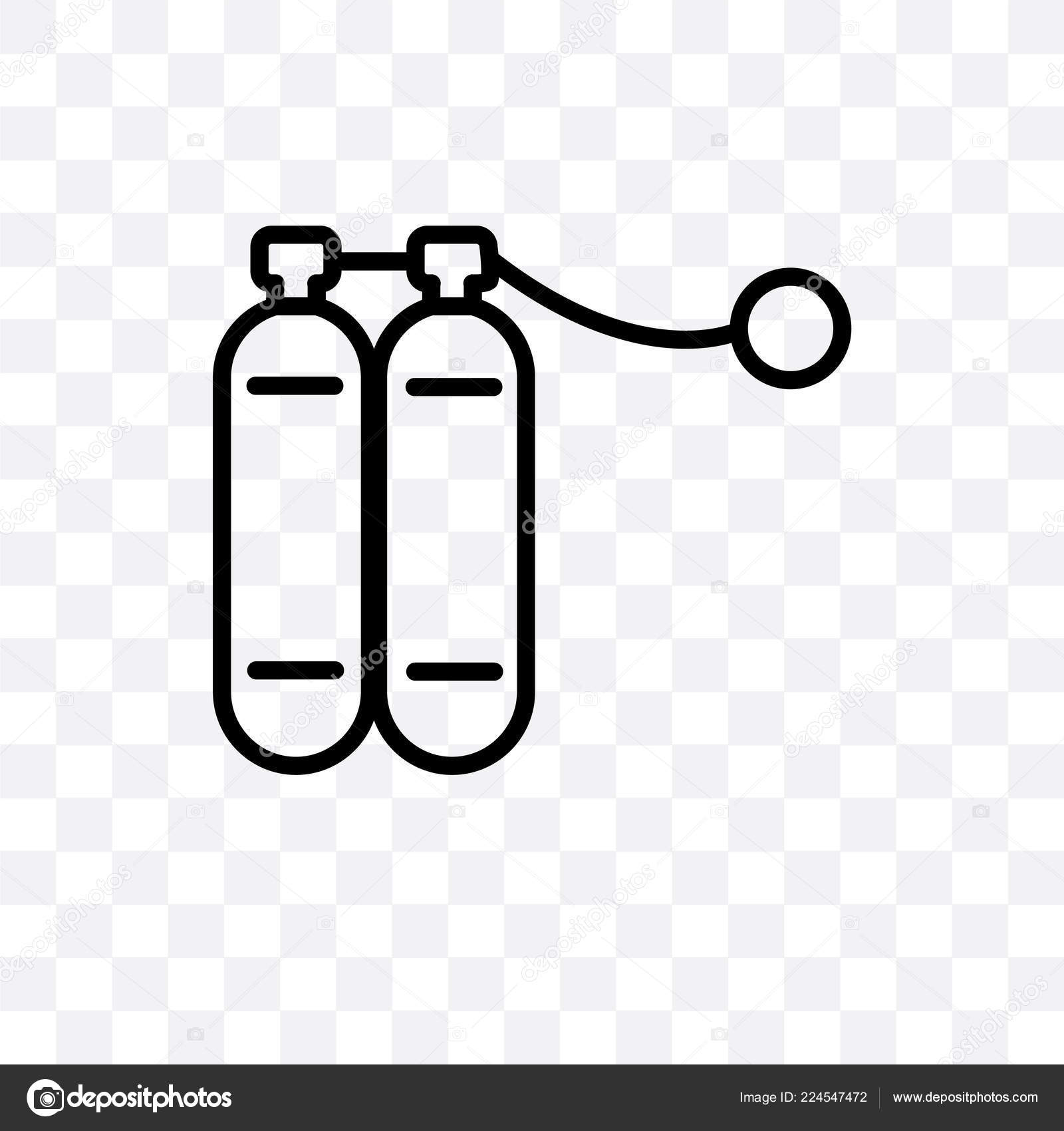 Oxygen Tank Vector Linear Icon Isolated Transparent Background Oxygen ...