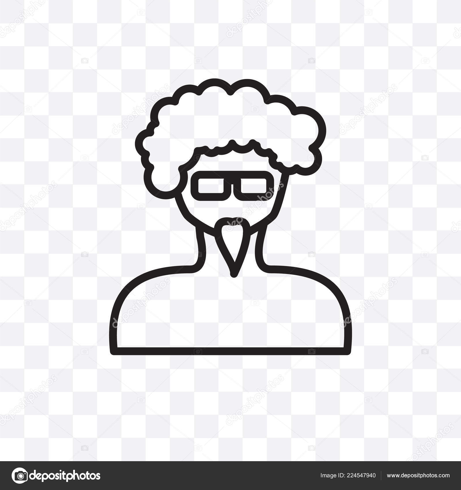 Man Face Glasses Goatee Vector Linear Icon Isolated Transparent ...