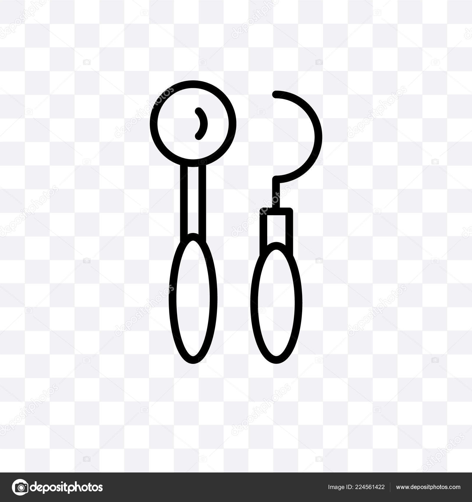 Dental Hook Vector Linear Icon Isolated Transparent Background Dental ...