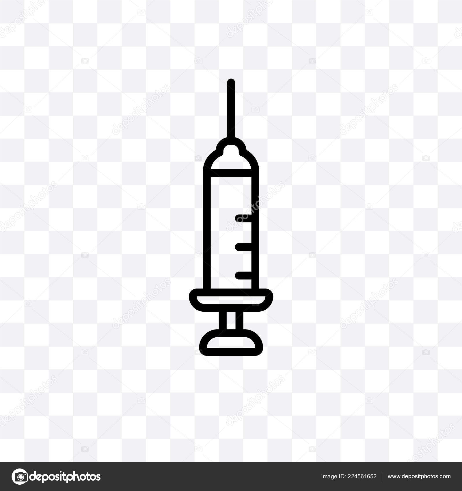 Empty Syringe Vector Linear Icon Isolated Transparent Background Empty ...