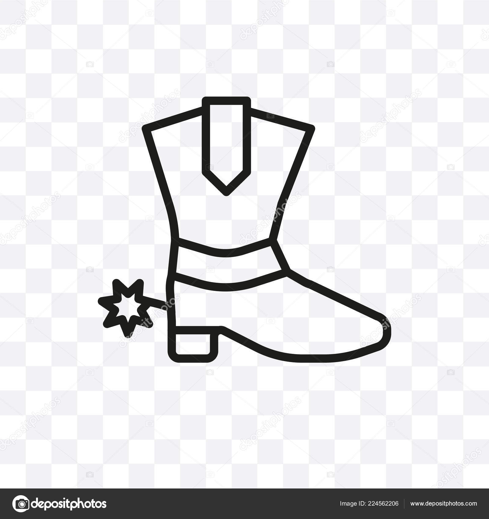 Cowboy Boot Vector Linear Icon Isolated Transparent Background Cowboy ...