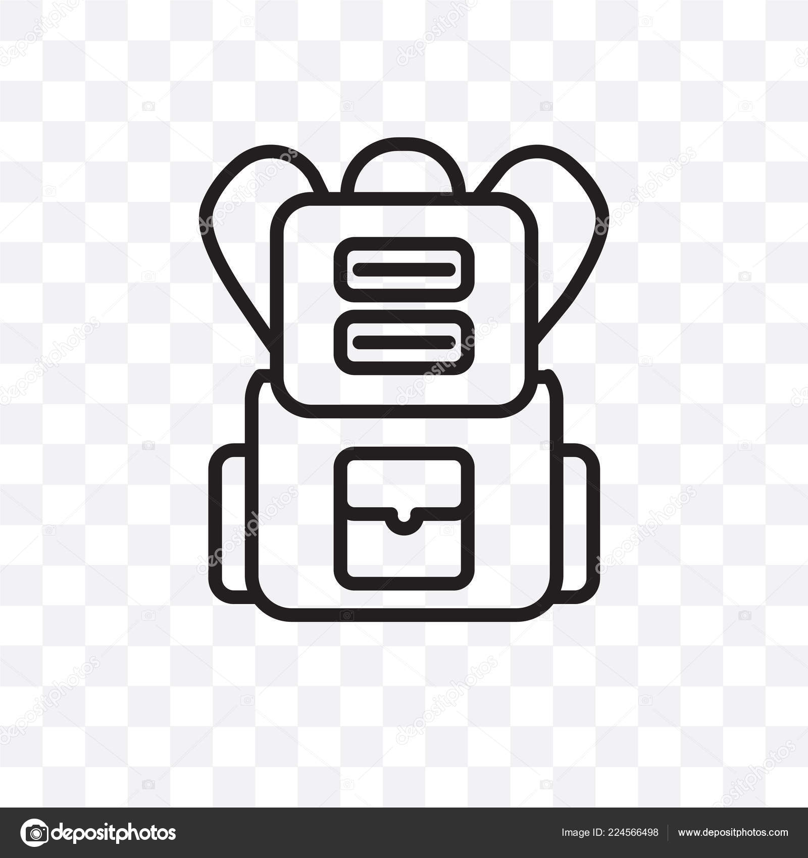 School Bag Vector Linear Icon Isolated Transparent Background School ...
