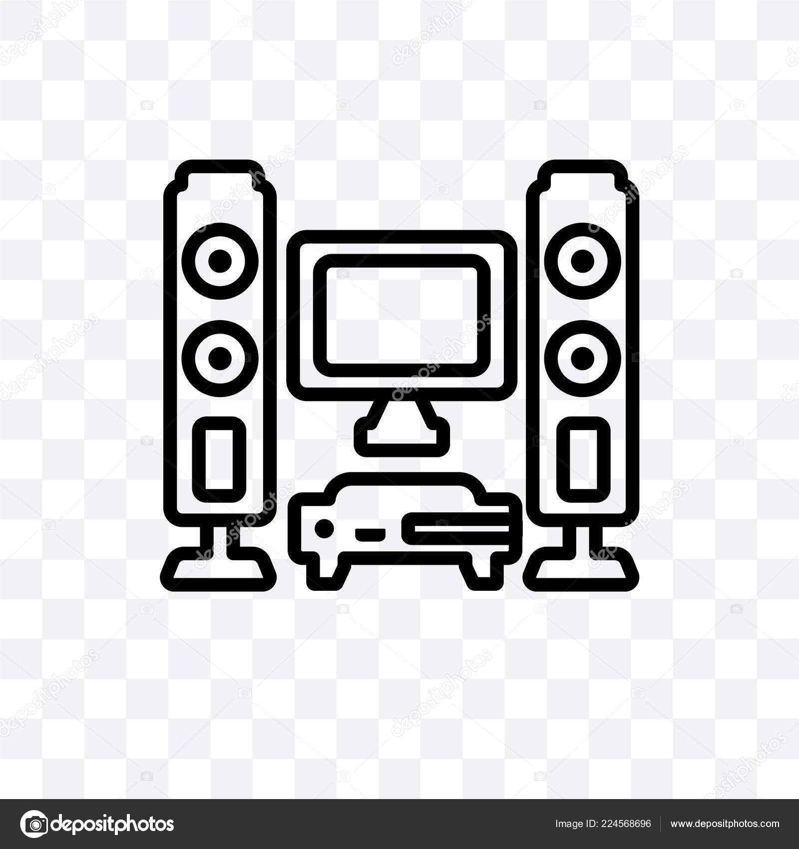 Home Theater Vector Linear Icon Isolated Transparent Background Home ...