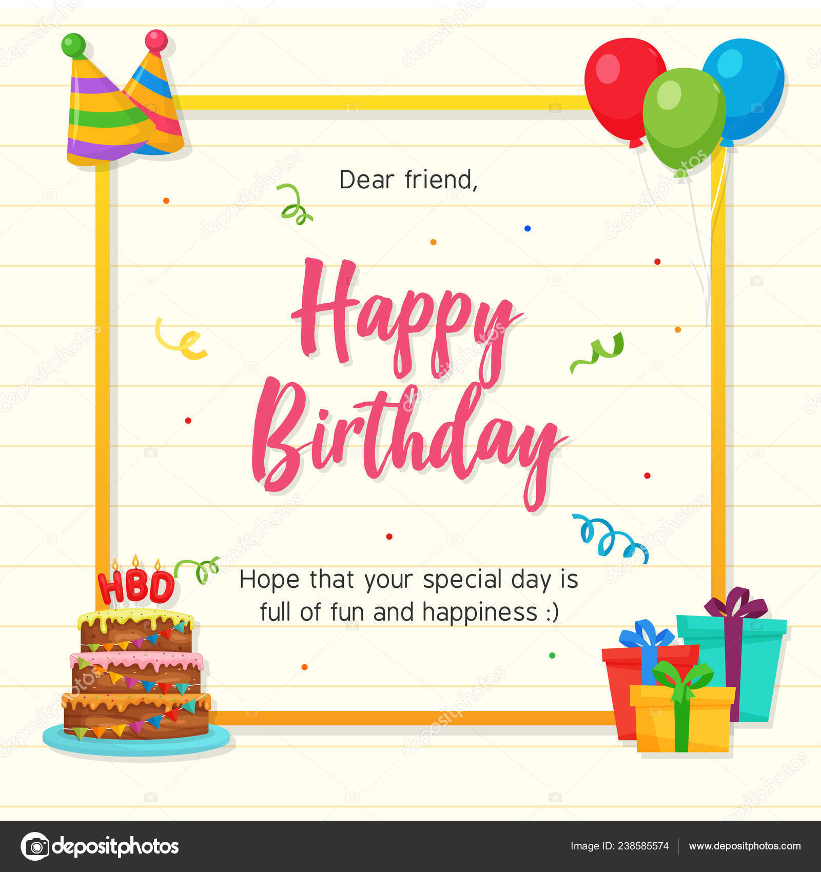 Happy Birthday Card Paper Background Party Ornament Stock Vector by ...