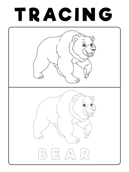 Funny Beaver Tracing Coloring Book Example Preschool Worksheet ...