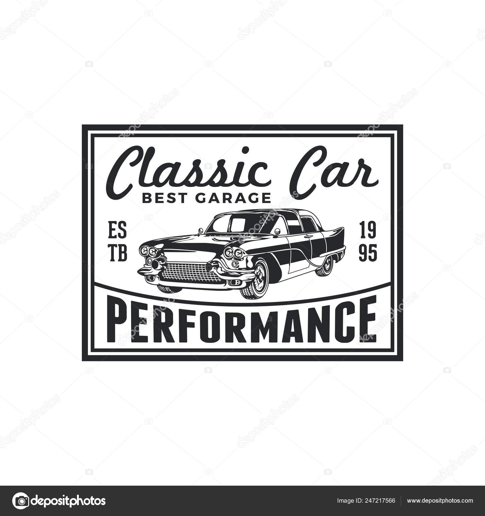 Vintage Classic Car Repair Garage Logo Badge Design Old Retro Stock ...