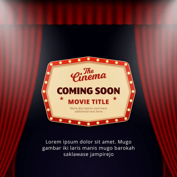 Cinema movie coming soon poster promotion design. retro billboard sign ...