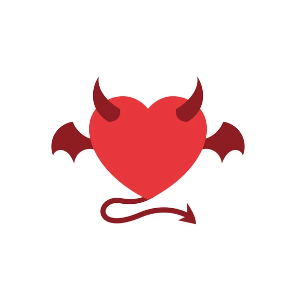 devil love with demon wing vector illustration. heart symbol with horn ...