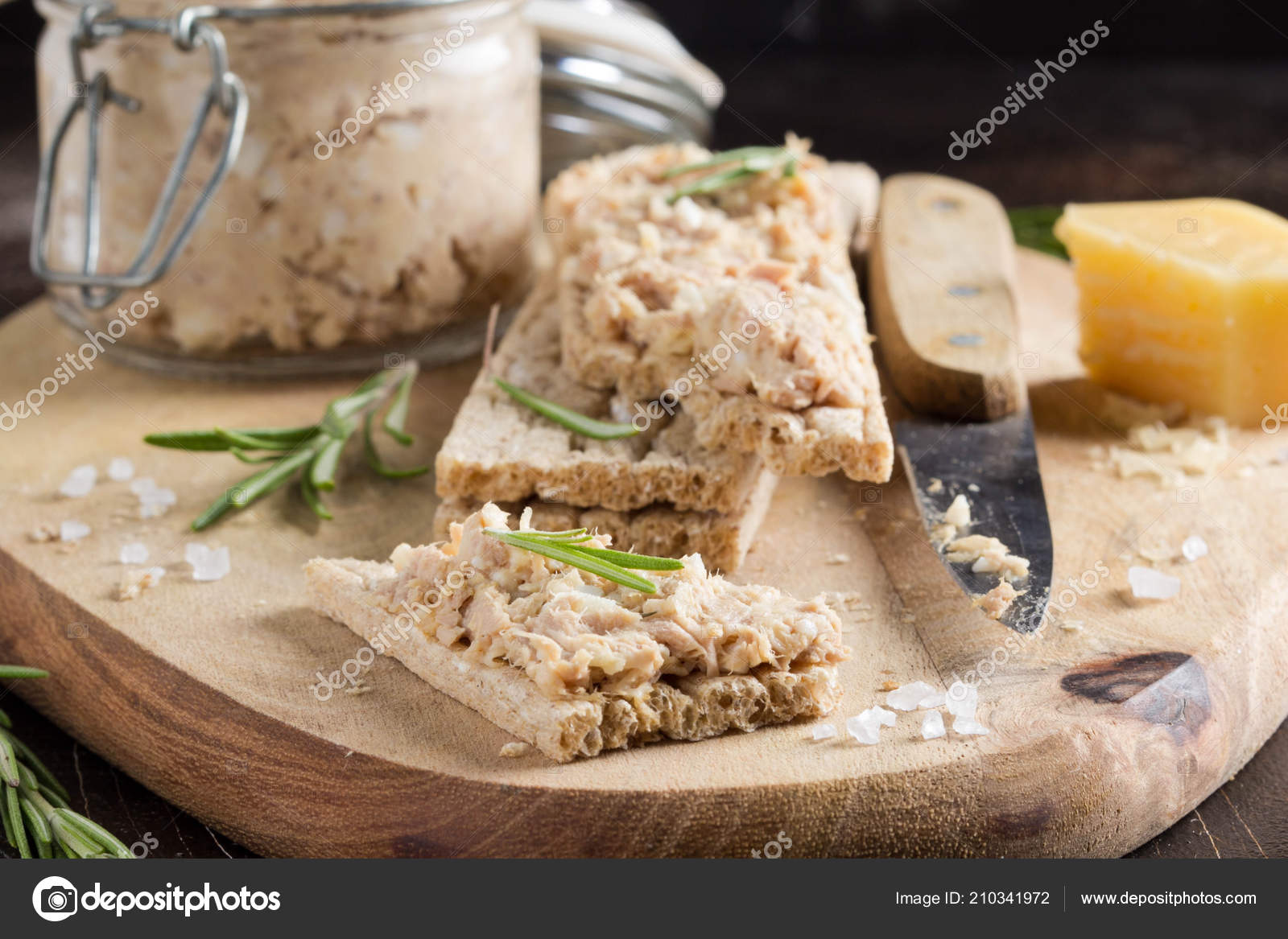 Tuna Pate Egg Cheese Jar Crispy Bread Fish Rillette Healthy Stock Photo ...