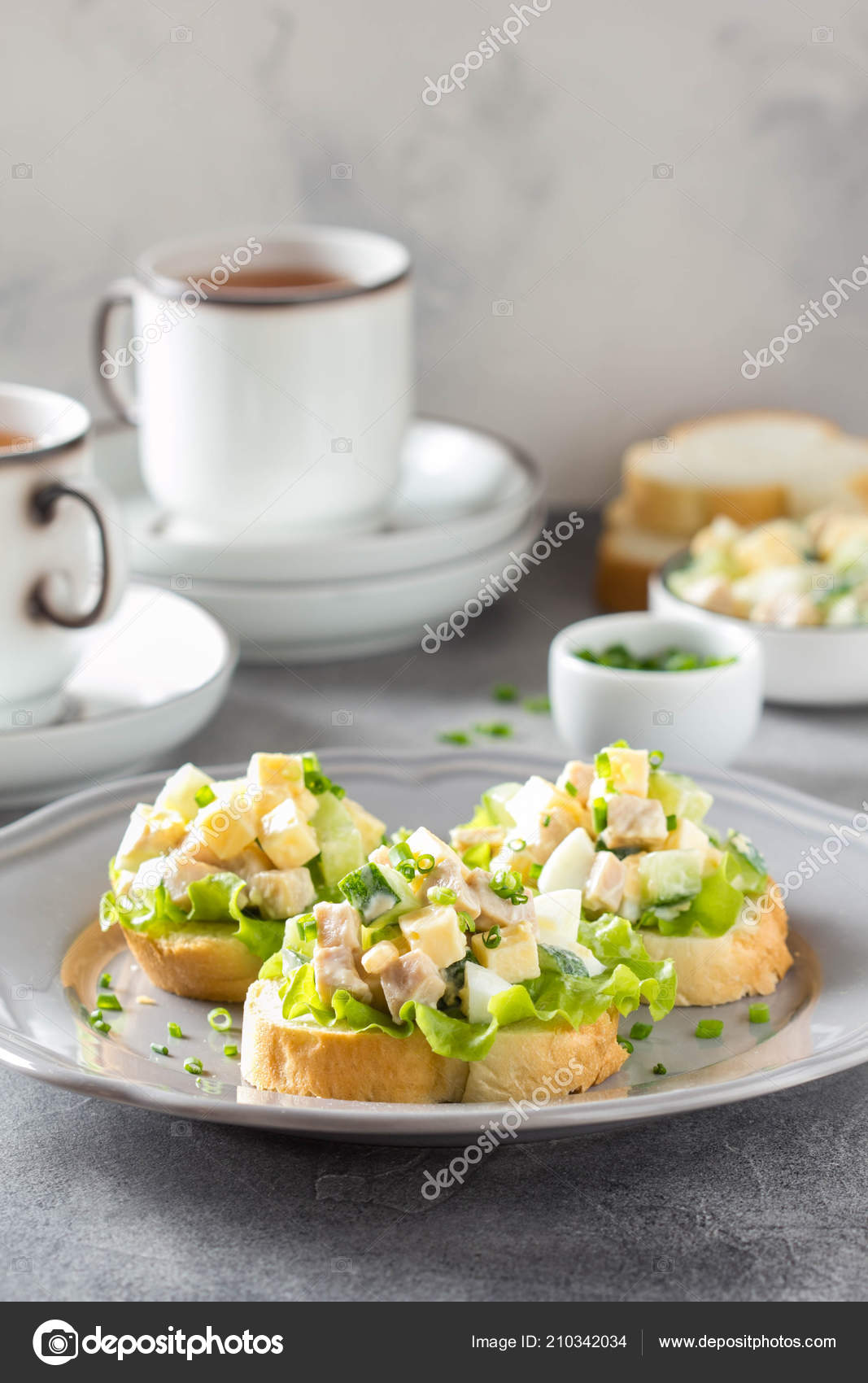 Sandwiches Squid Meat Salad Cucumber Egg Cheese Mayonnaise Canapes ...