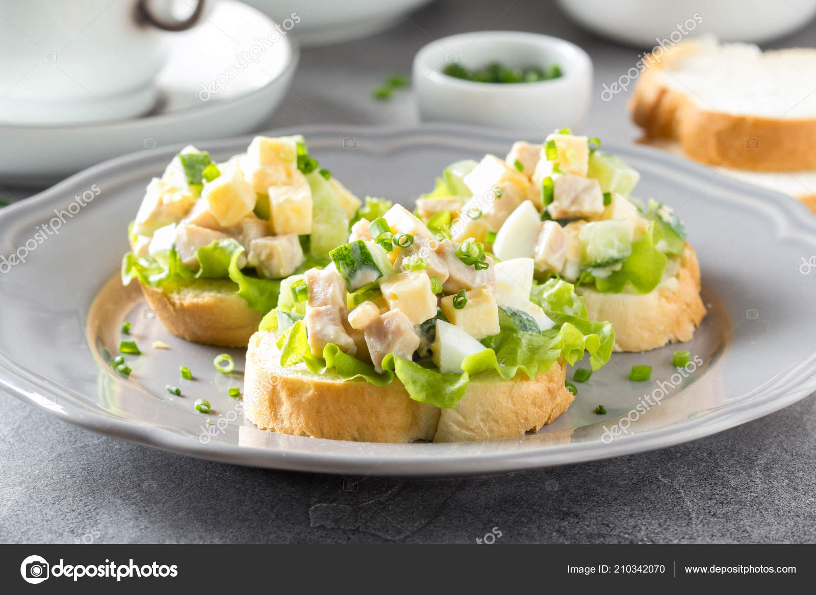 Sandwiches Squid Meat Salad Cucumber Egg Cheese Mayonnaise Canapes ...