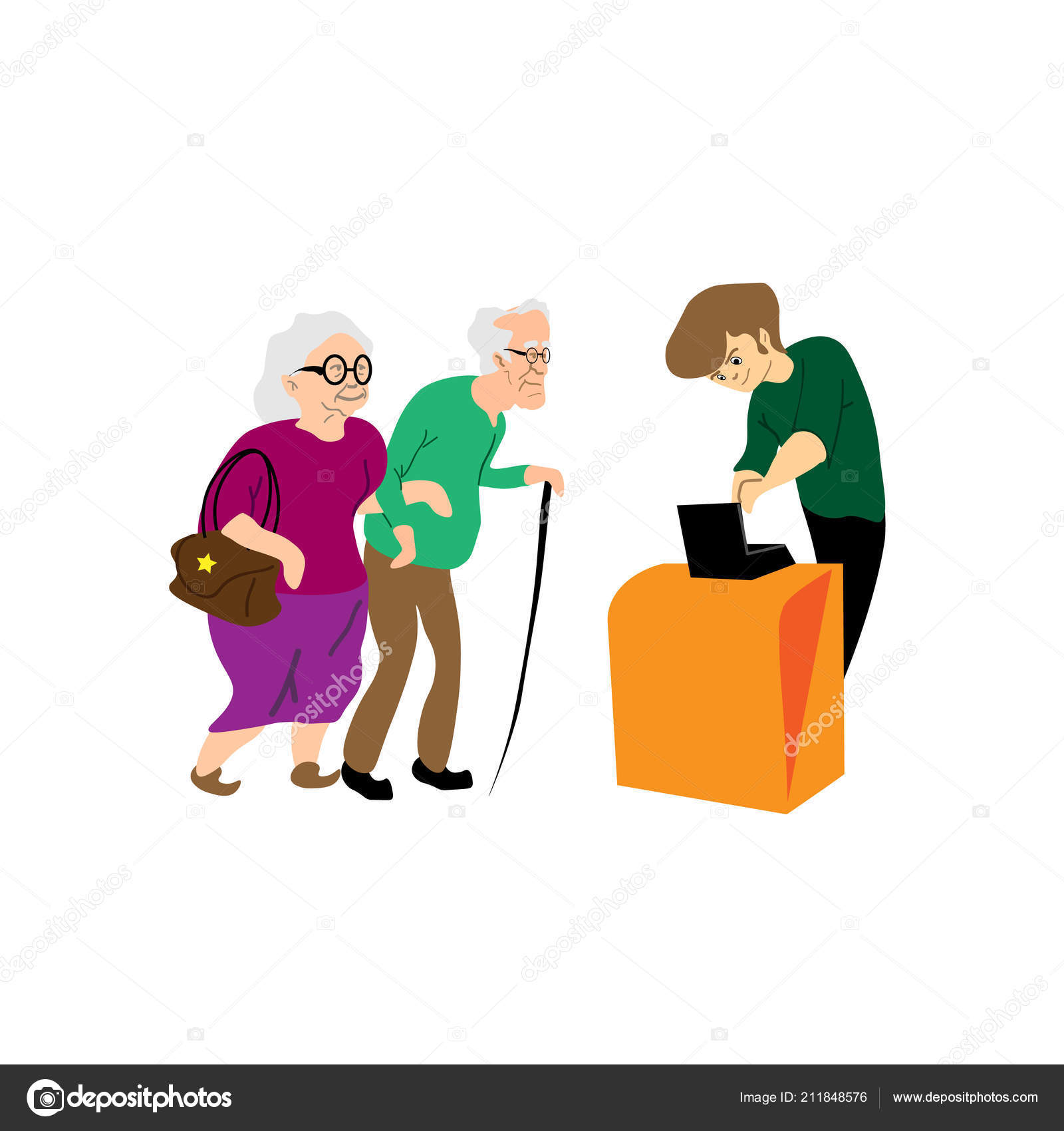 Old People Waiting Queue Counter Vector Illustration Elder Grandparents ... Old People Waiting Queue Counter Vector Illustration Elder Grandparents ...