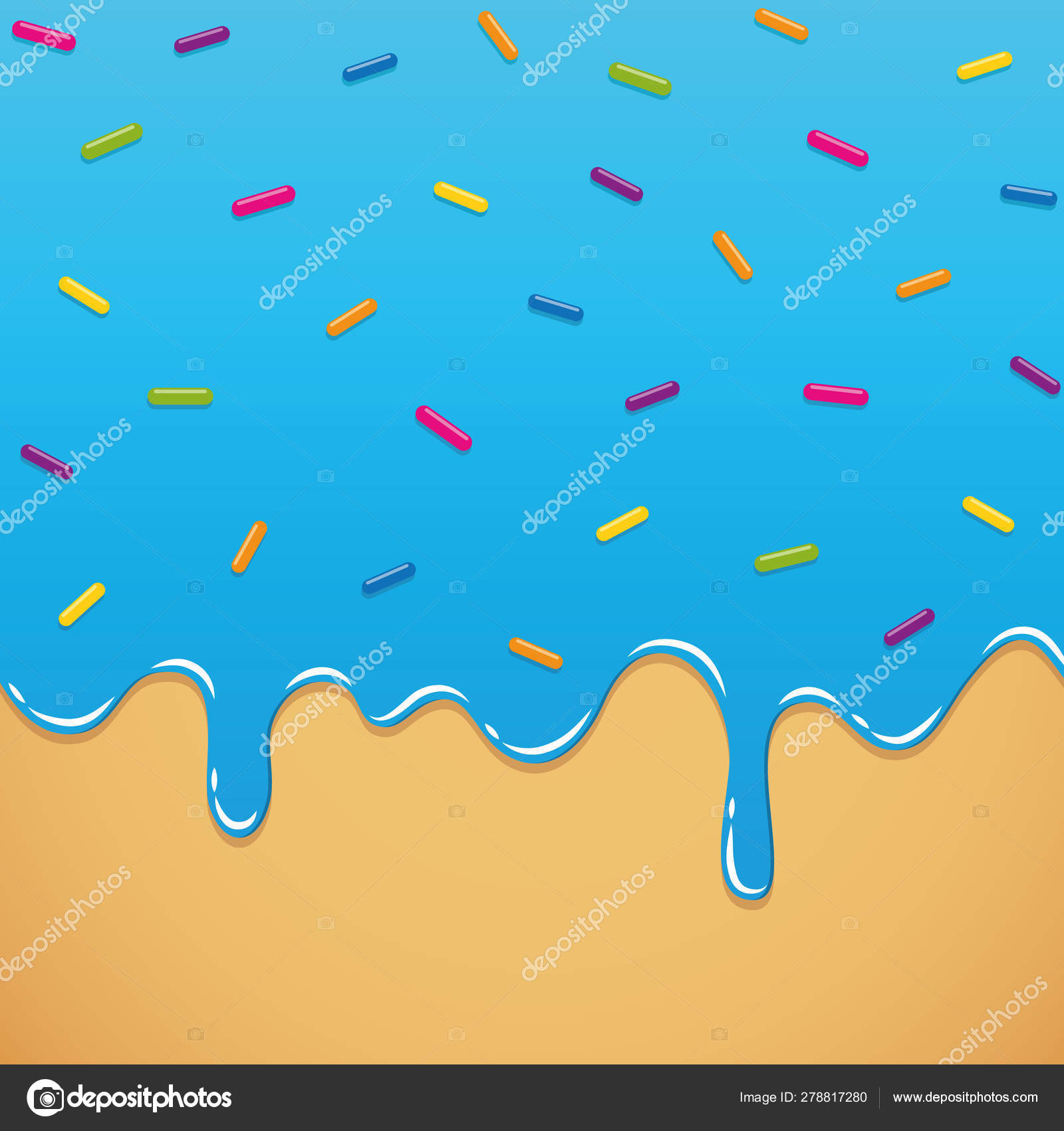 Blue sweet melting icing with colorful sprinkles Stock Vector Image by ...