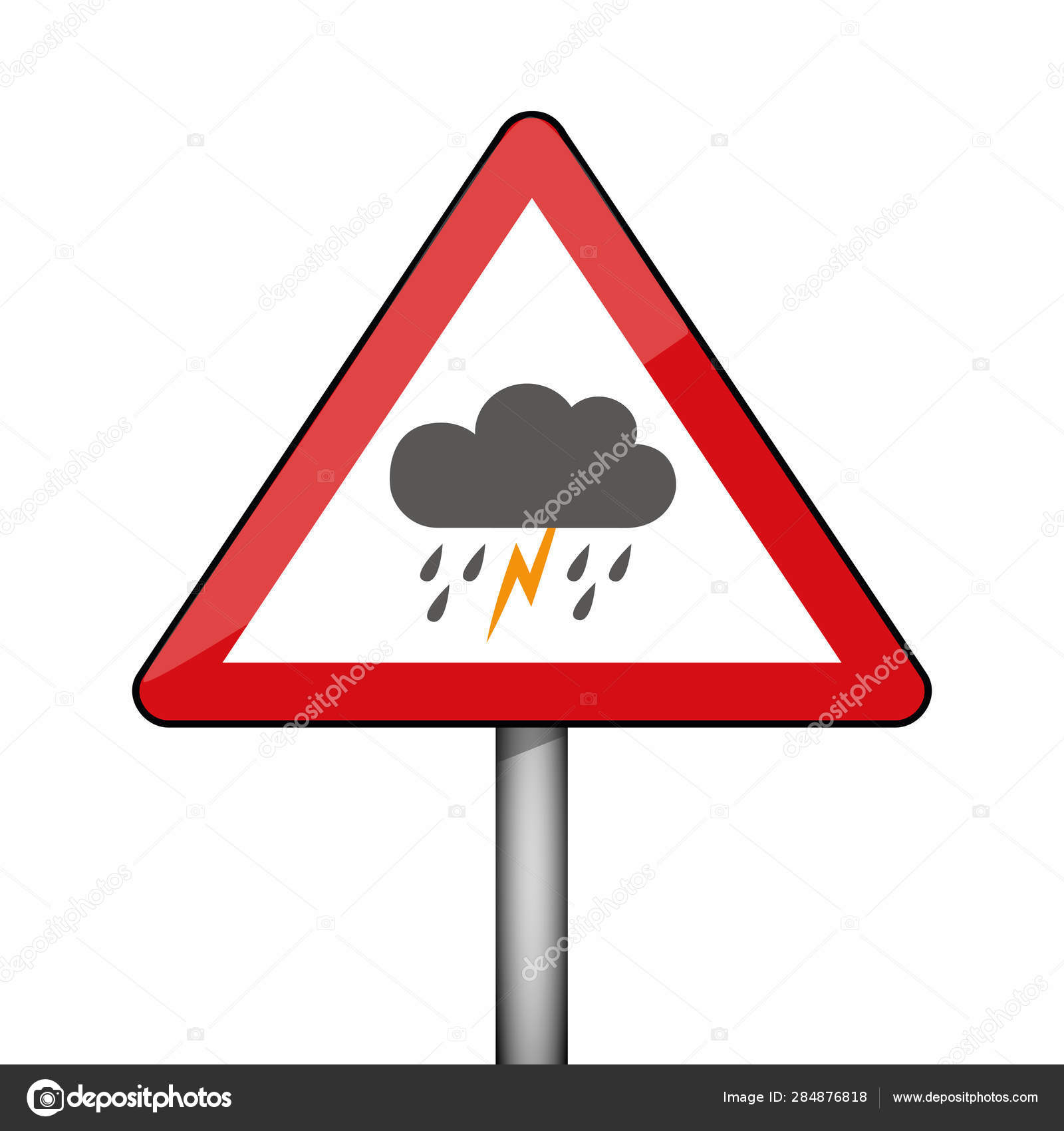 Triangular warning sign thunderstorm weather Stock Vector Image by ...