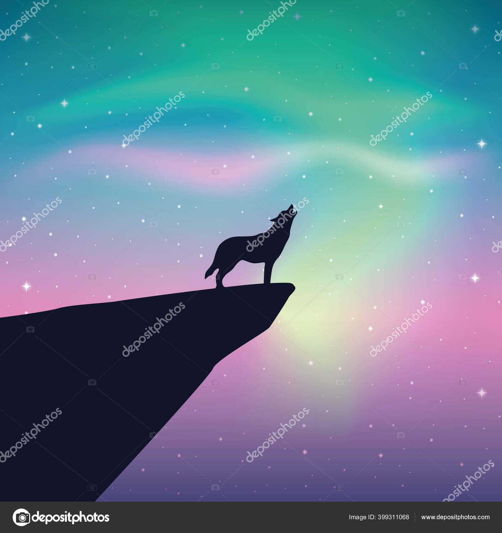 Aurora Borealis Wallpaper Wolf