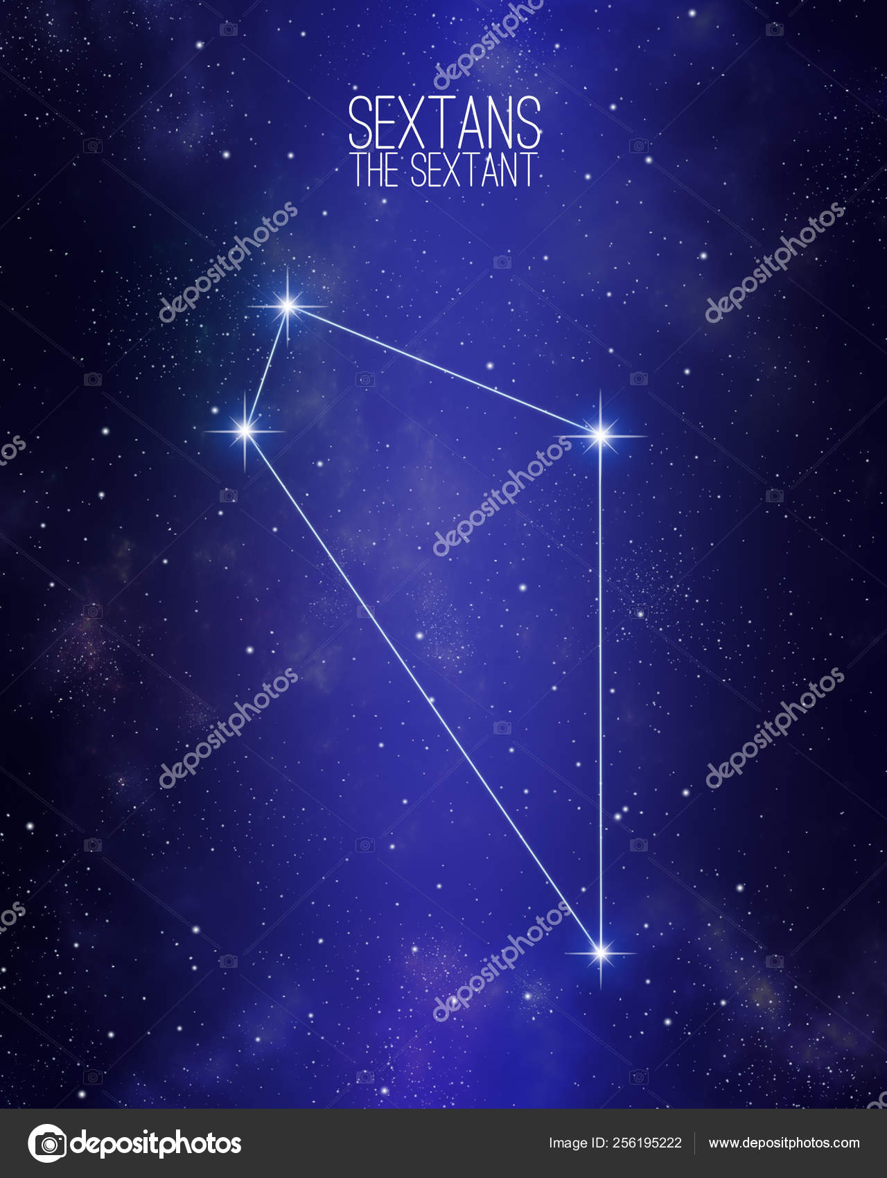 Sextans the sextant constellation map on a starry space background ...