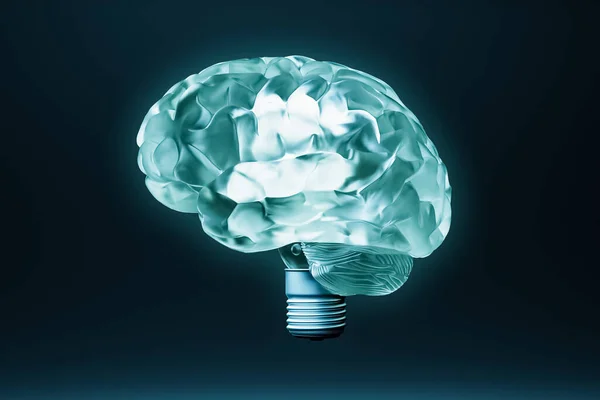 Row of switched off light bulbs with one lit on and shining. Idea ...