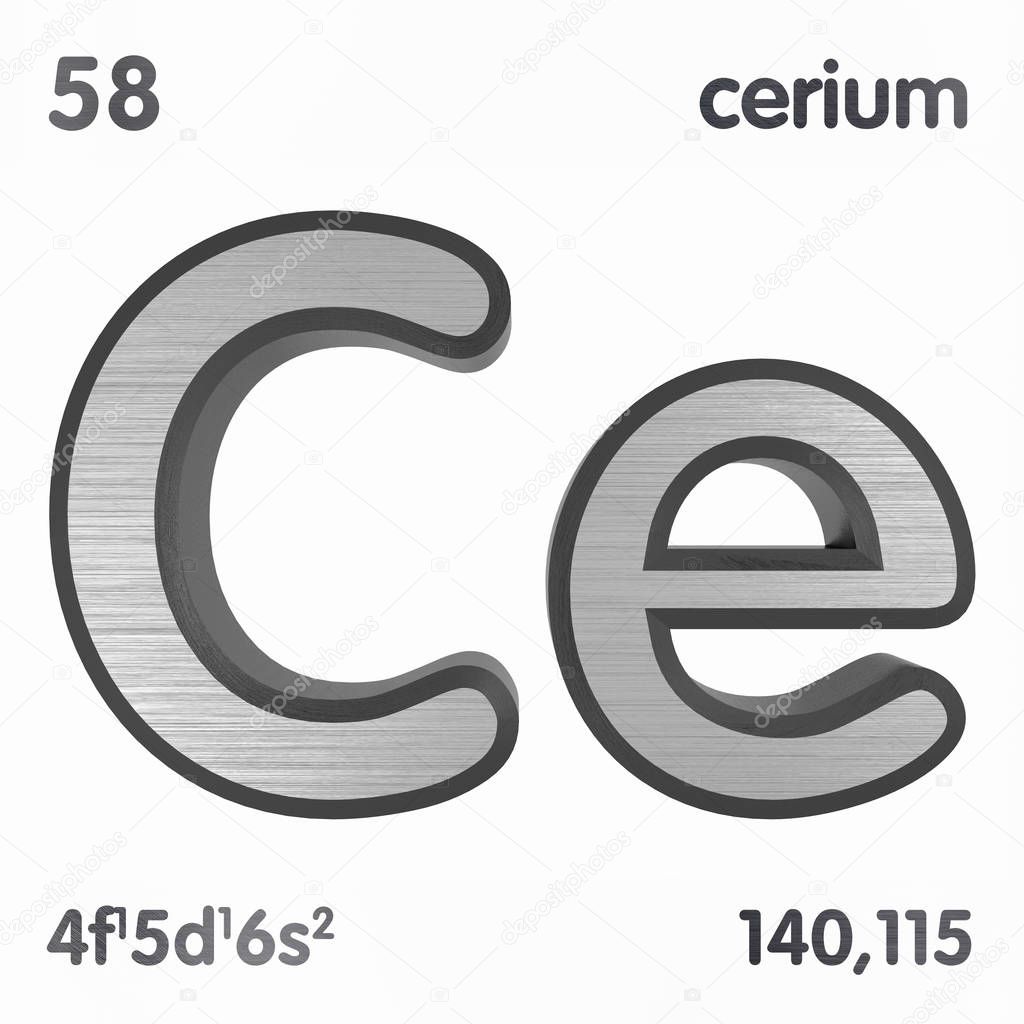 Cerium (Ce). Signo de elemento químico de la tabla periódica de ...