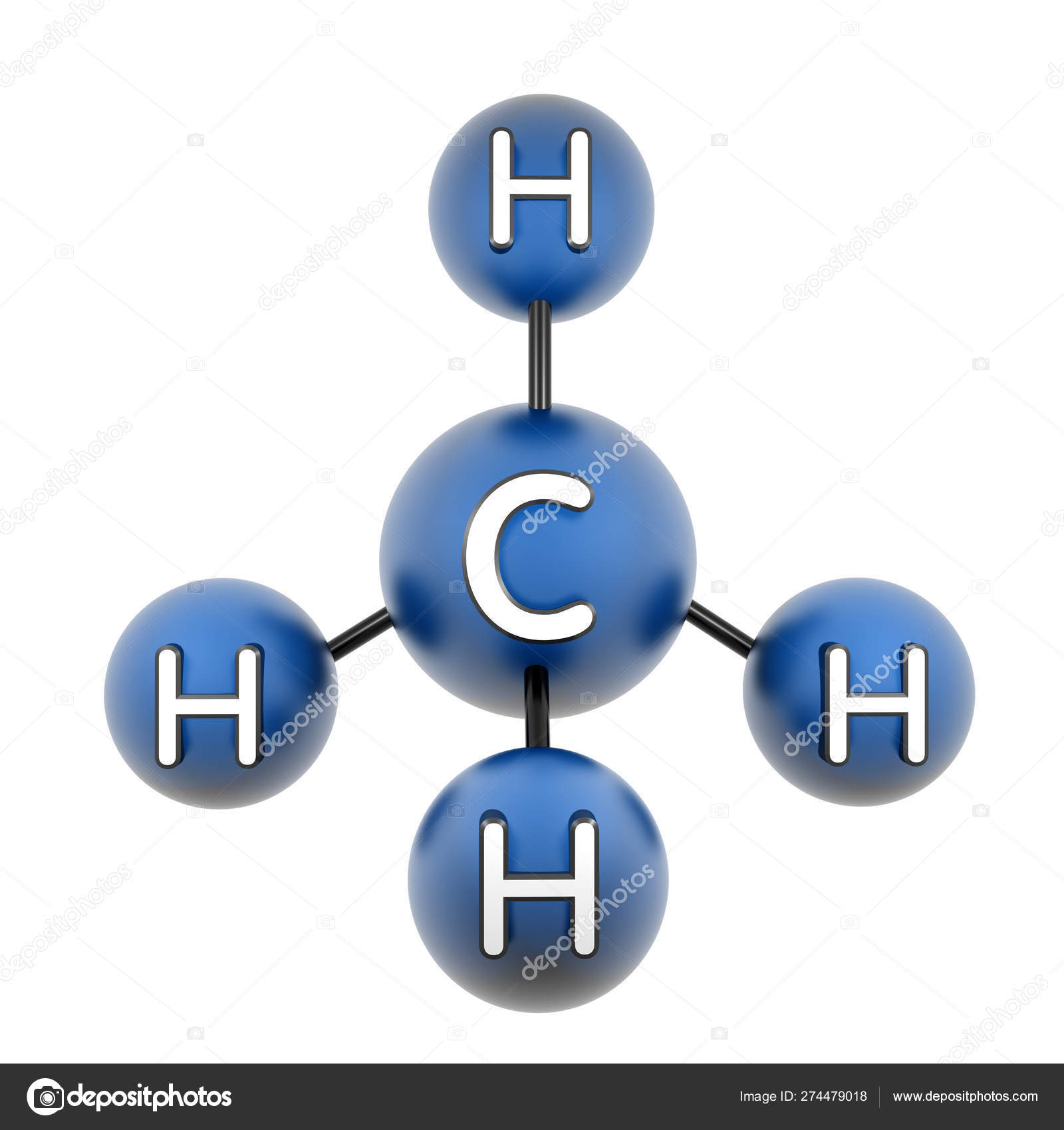 Ch4 - molecule methane. Render of 3d model isolated on white. — Stock ...