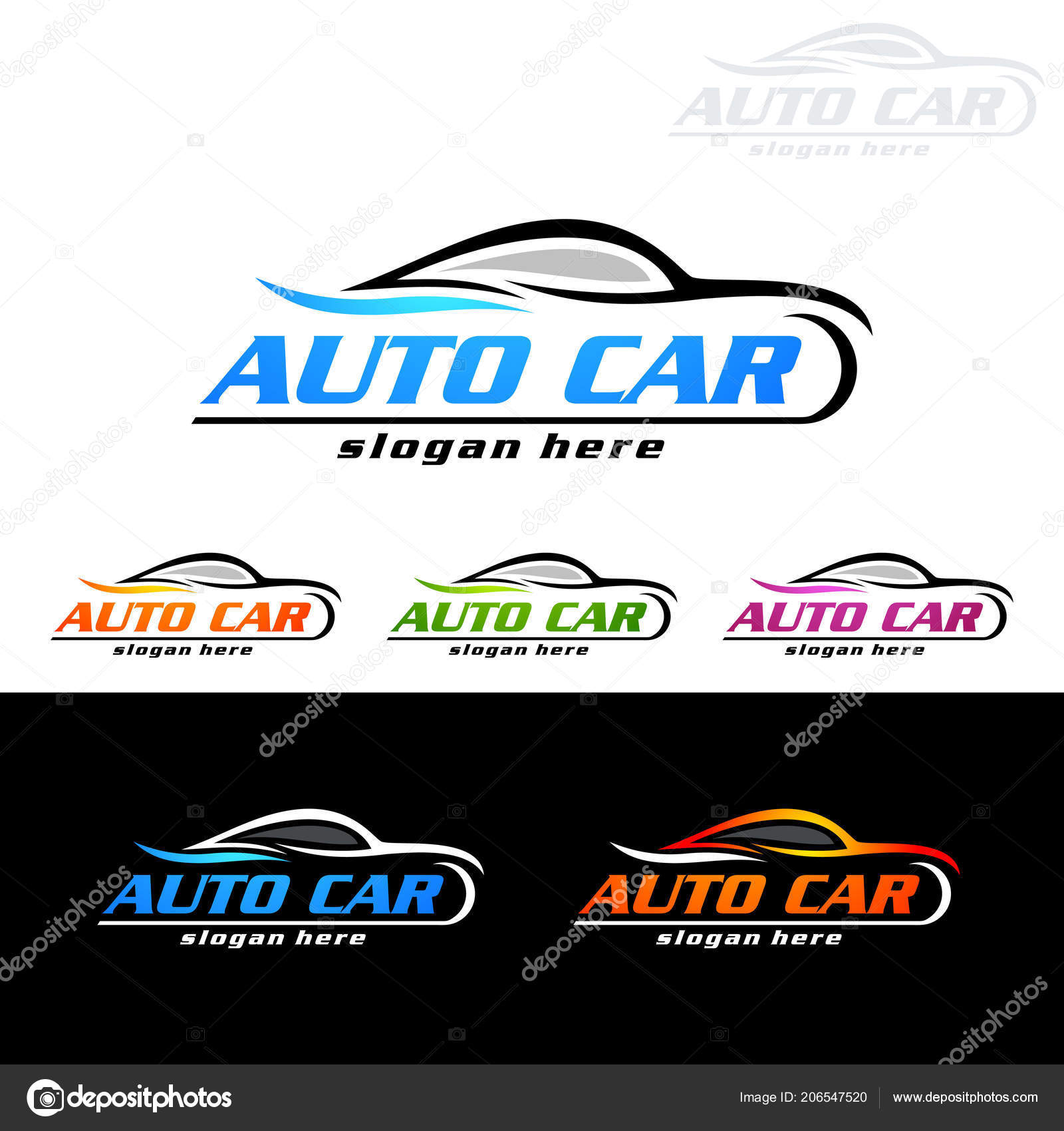 Auto Style Car Logo Design Concept Sports Vehicle Icon Silhouette Stock ...