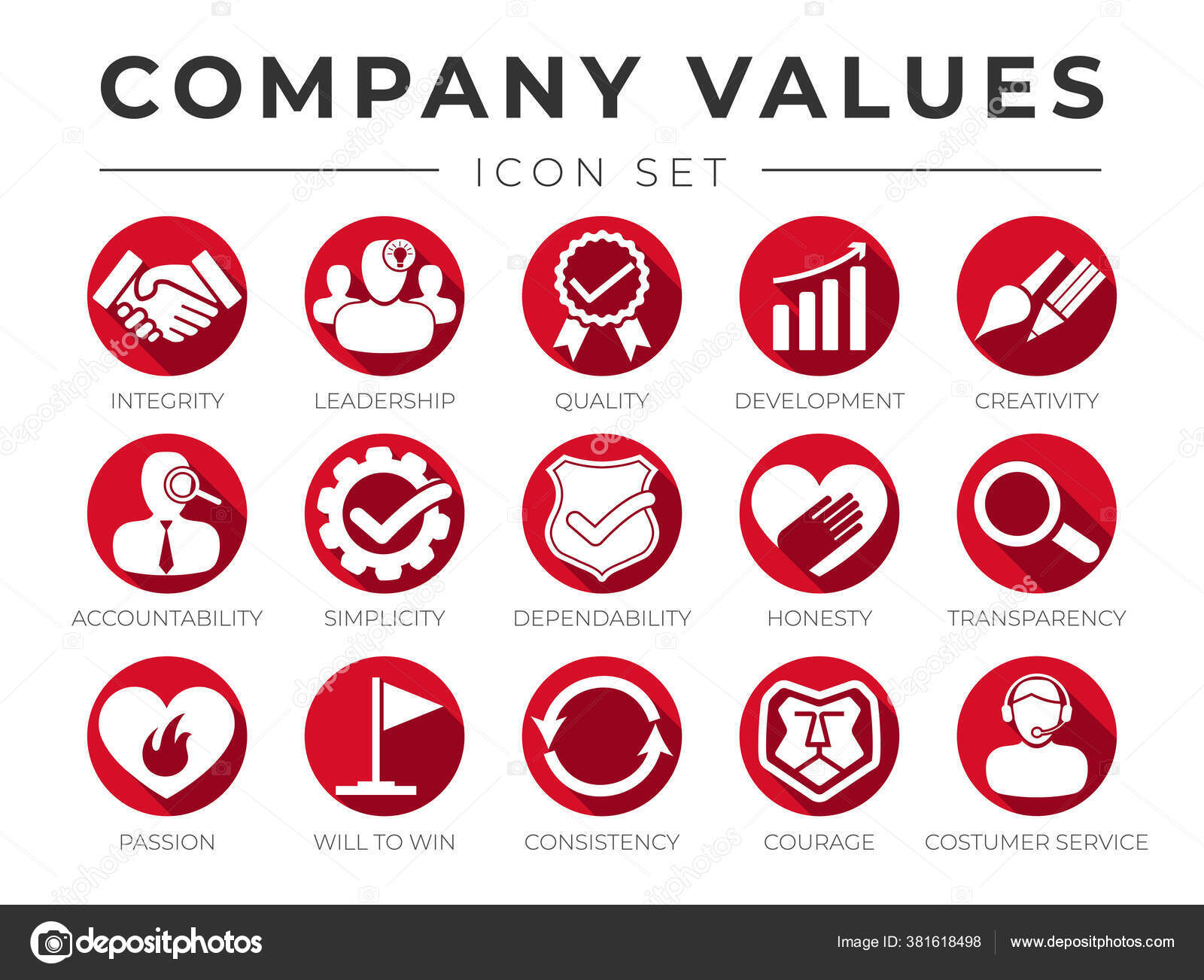 Company Core Values Web Icon Set Integrity Leadership Quality ... Company Core Values Web Icon Set Integrity Leadership Quality ...